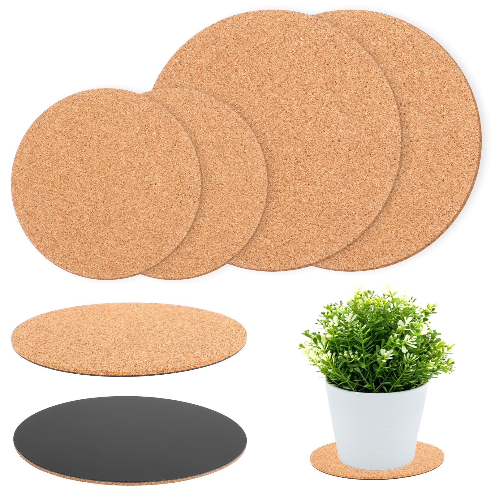 Amazon.com: 4 PCS Cork Plant Coasters, Cork Plant Mat Absorbent Plant ...