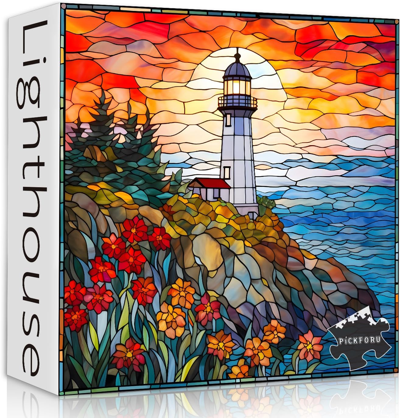 Amazon.com: Stained Glass Lighthouse Puzzles for Adults 1000 Piece ...