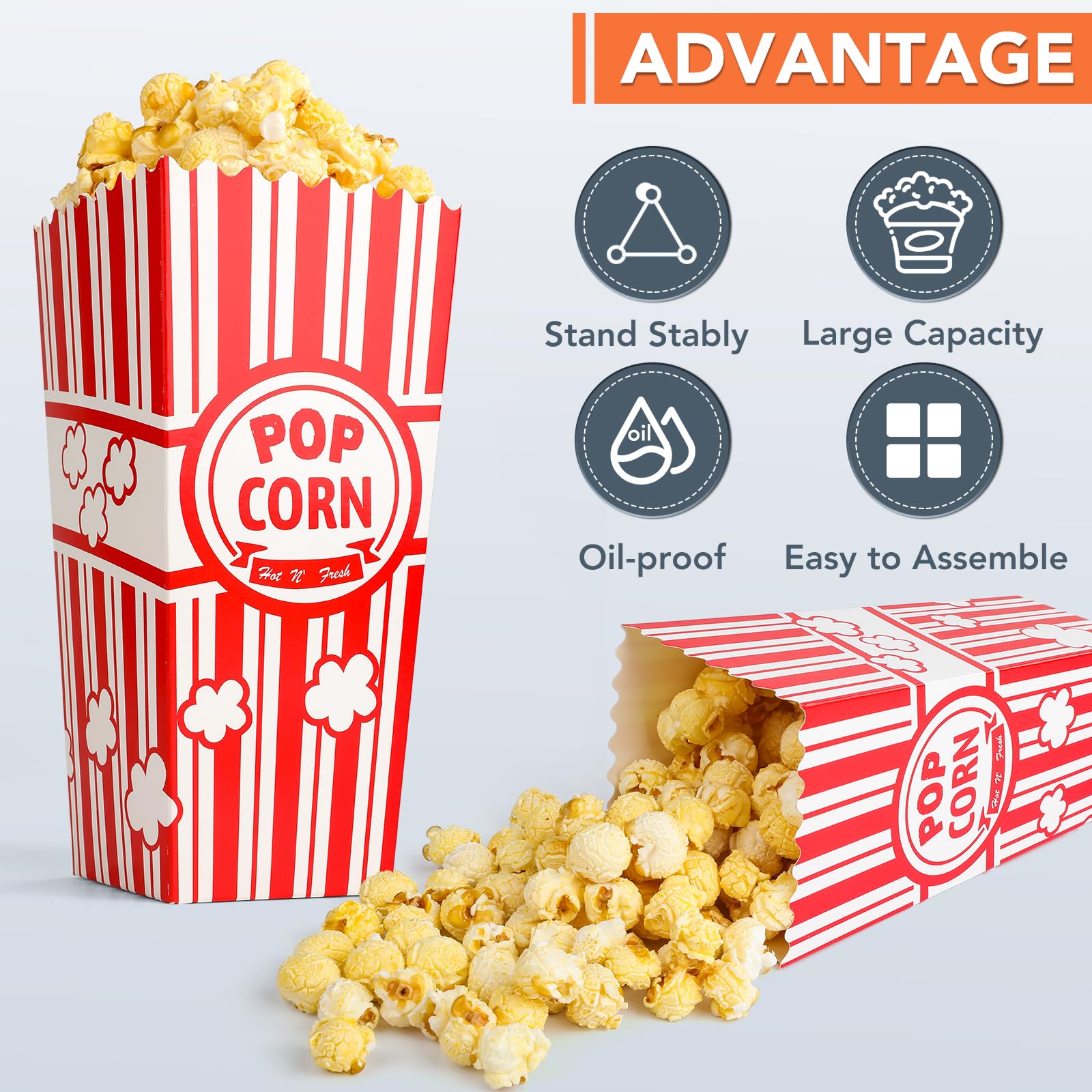 Snapklik.com : Popcorn Boxes,20 Pack Popcorn Bucket Containers, 46 OZ ...