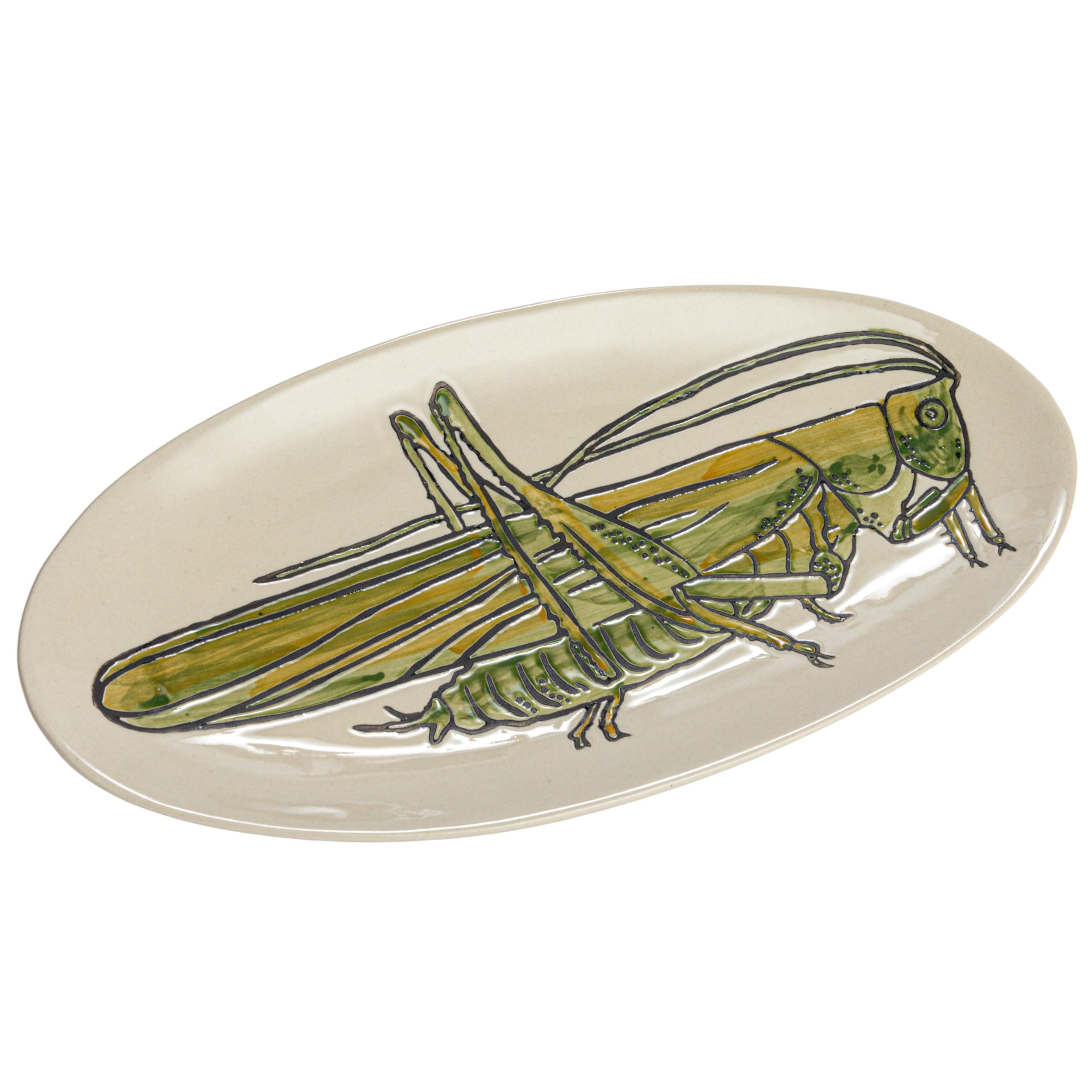 Amazon.com | Creative Co-Op Hand-Painted Stoneware Grasshopper Plate ...