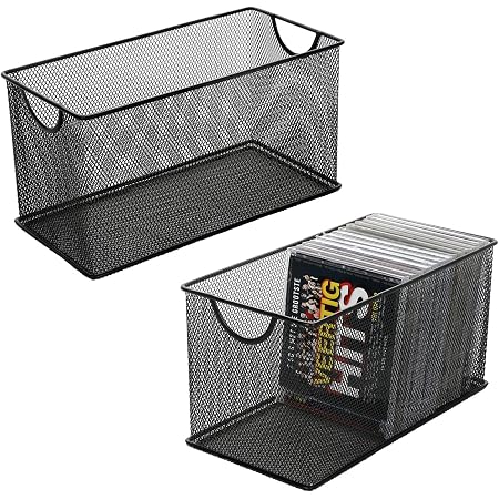 Amazon.com: MyGift Set of 3 Metal Mesh Black CD Storage Box, Compact ...