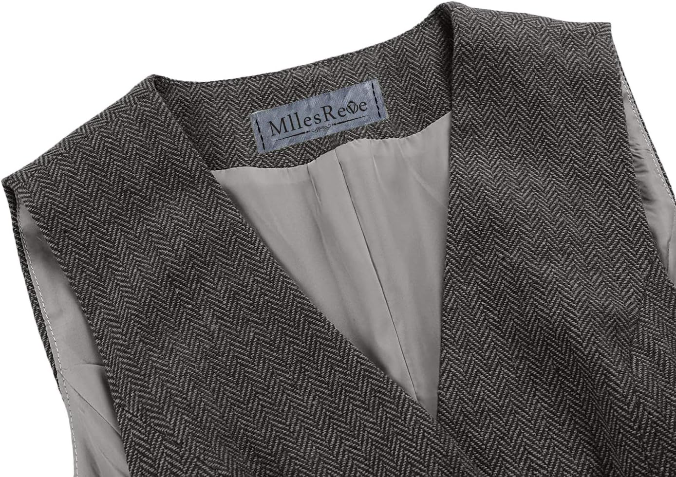 MllesReve Women's Retro Herringbone Tweed Waistcoat Vest Dress ...
