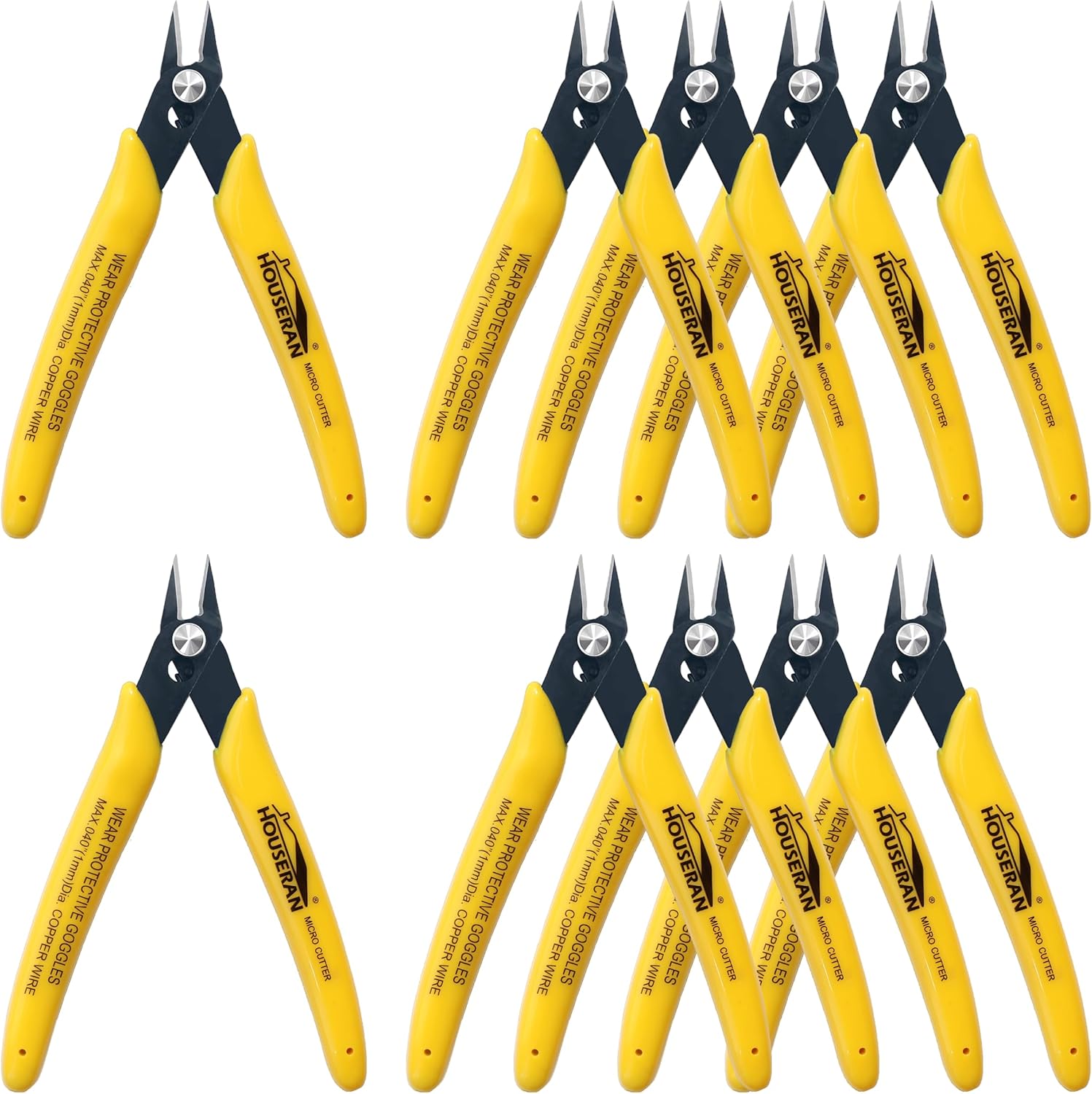 HOUSERAN Flush Cutters, 10 Pack, 5 Inch Micro Flush Cut Pliers with ...