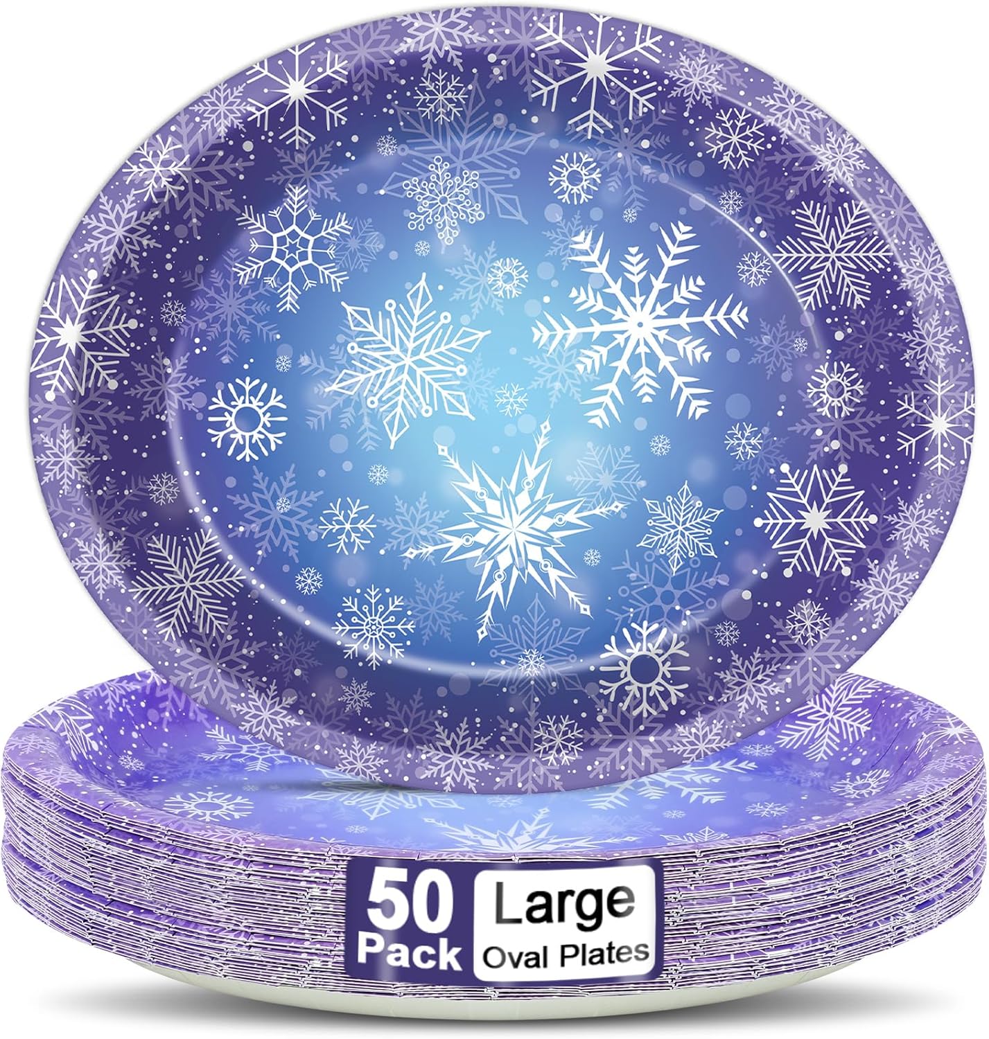 Amazon.com: 50Pcs Winter Snowflake Oval Plates - 11inch Large ...