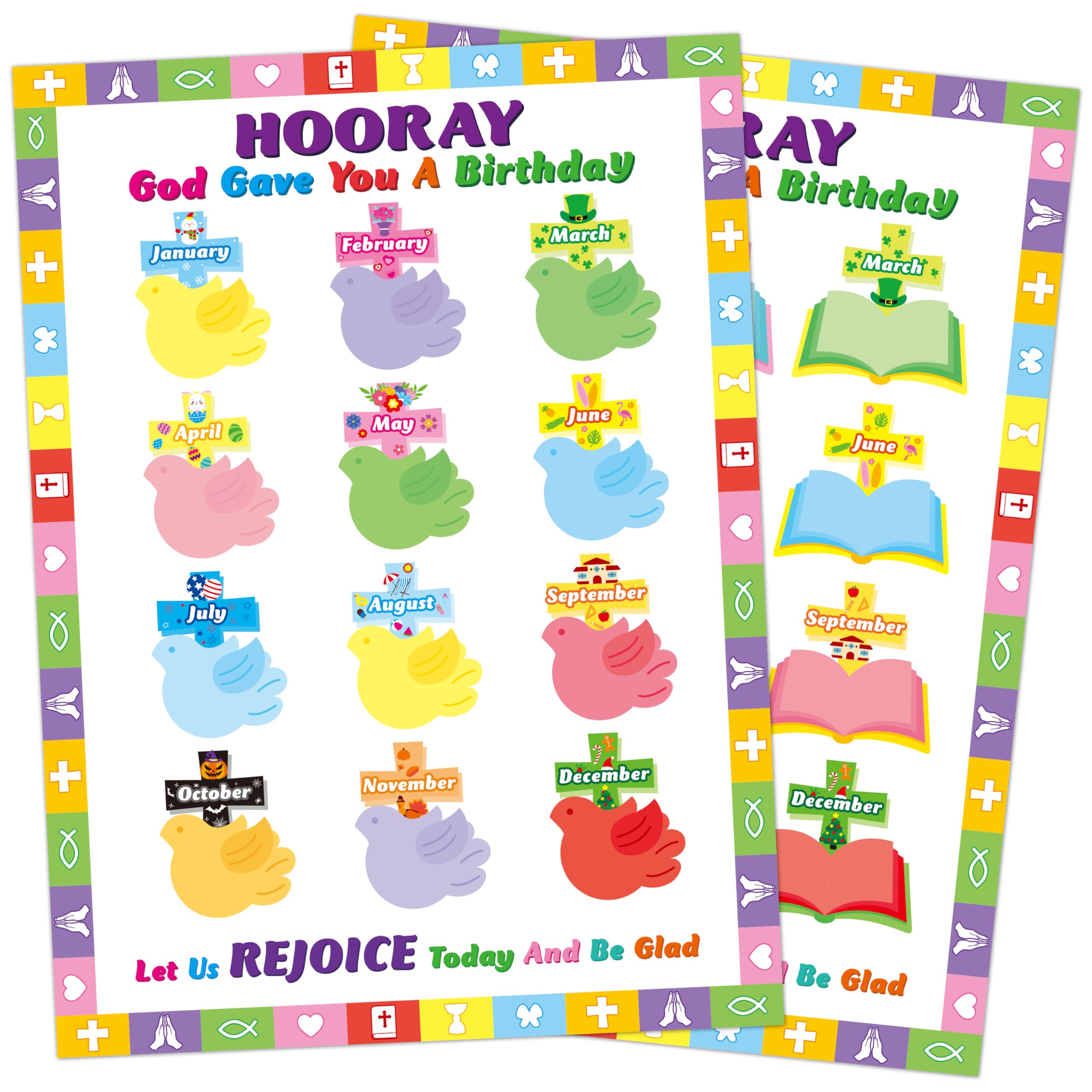 Amazon.com: BeYumi 2Pcs Christian Happy Birthday Posters Birthday ...