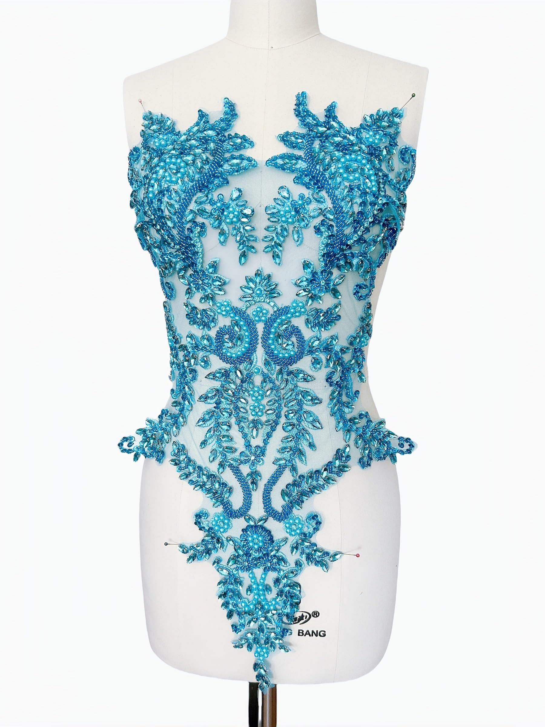 Amazon.com: Handmade Bodice Rhinestones Applique Sewing Glass Beads ...