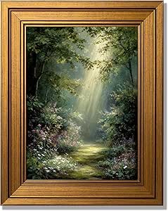 Amazon.com: Framed Gold Vintage Green Forest Path Canvas Wall Art ...
