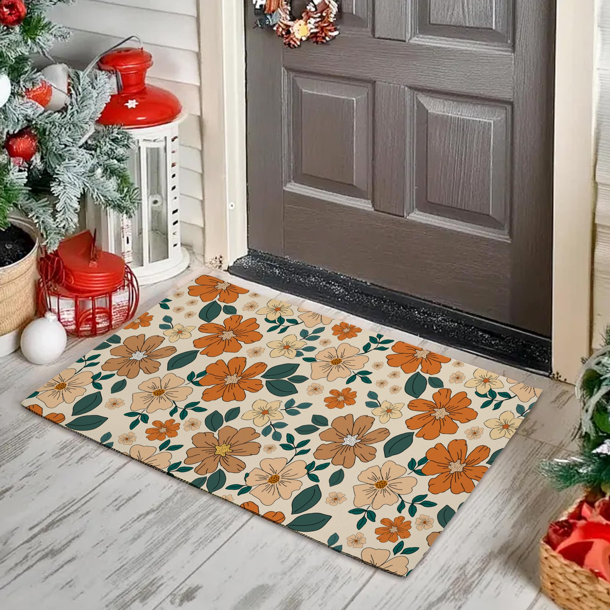 Amazon.com: SUSIOY Door Mat 70s Retro Floral Flowers Welcome Mat 30"x17 ...