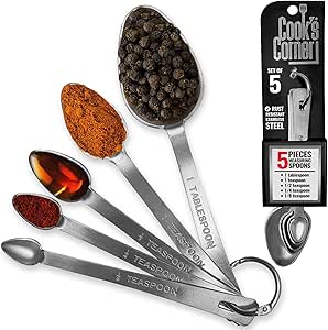 Amazon.com: Cook's Corner - Stainless Steel Measuring Spoons Set – Set ...