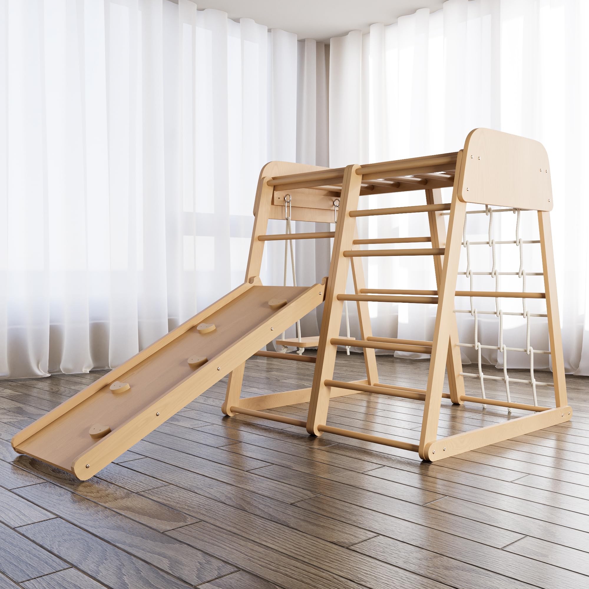 Buy Cozy Castle 6 in 1 Indoor Wooden Climbing Toys for Kids ...