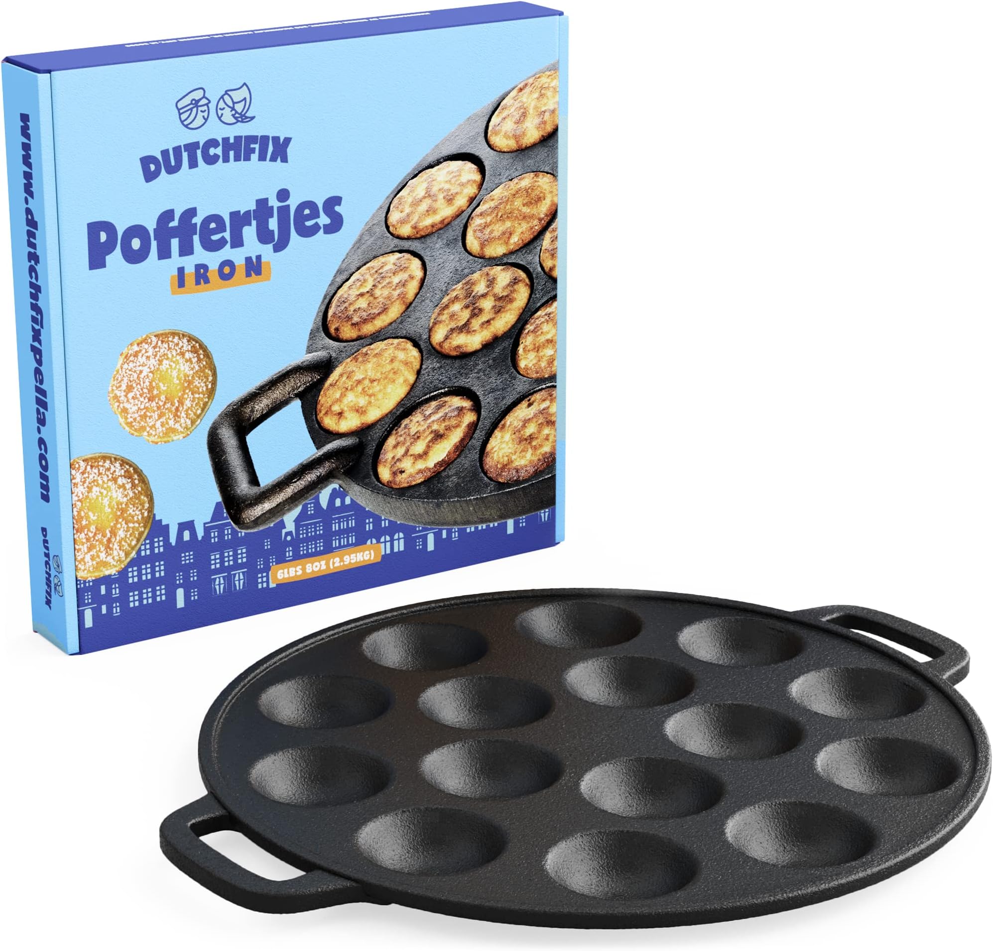 Amazon.com: DUTCHFIX Poffertjes Pan 15-Hole Cast Iron Mini Pancake Pan ...