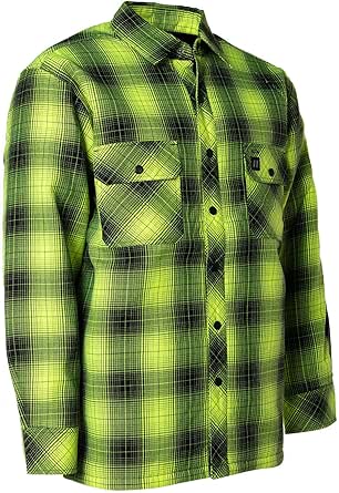 Amazon.com: Hi-Vis Black Shadow Plaid Quilted Flannel Shirt Jacket ...