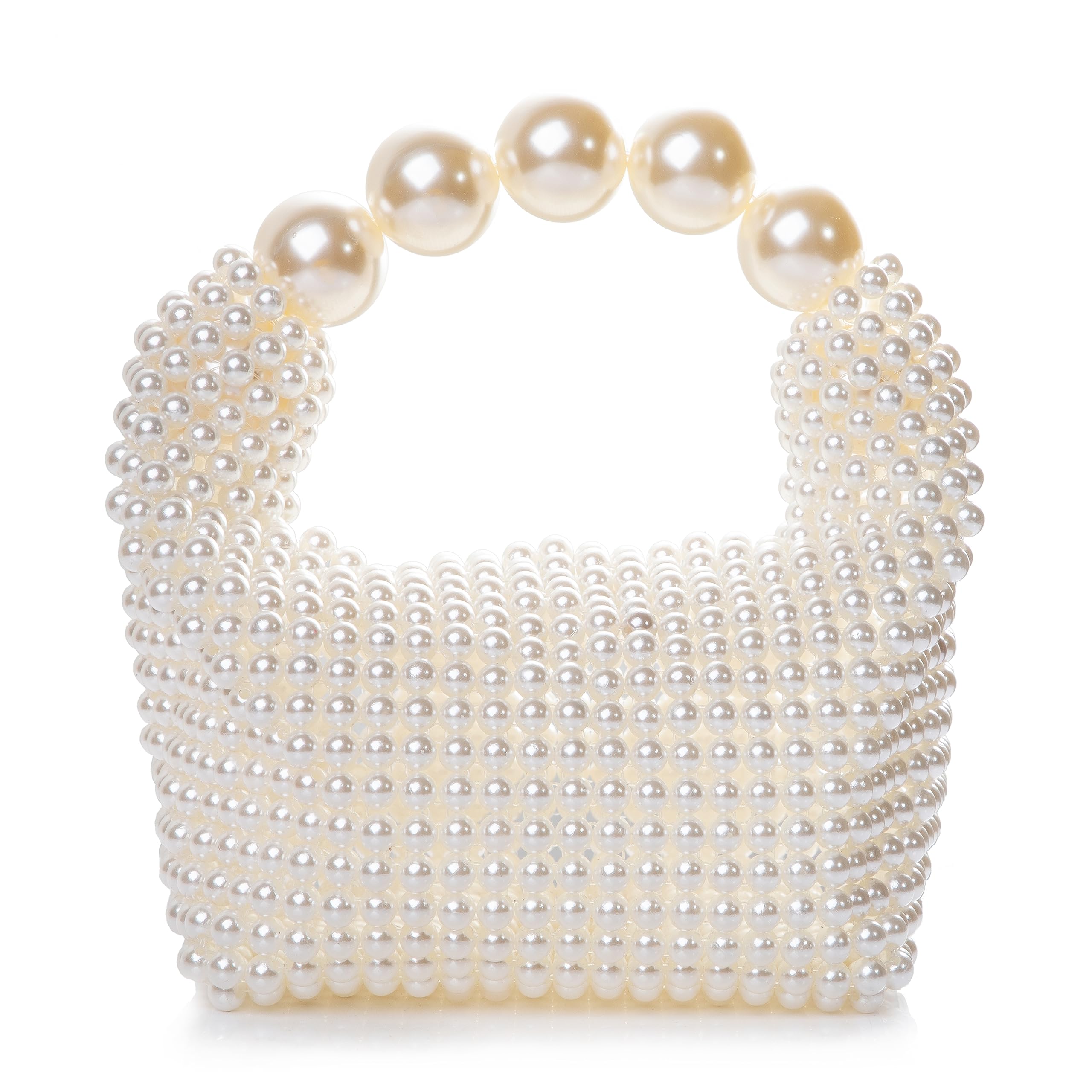 Abvokury Women Pearl Beaded Clutch Handle Bag Evening HandBag for ...