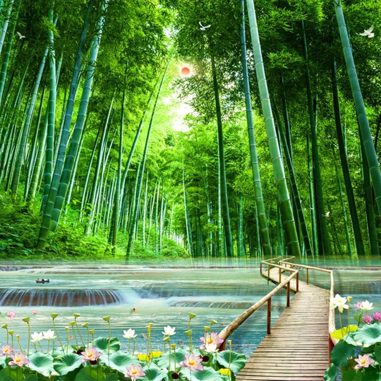 Wall Sticker Bamboo Forest Modern Wallpaper Murals 3D Eerie Forest