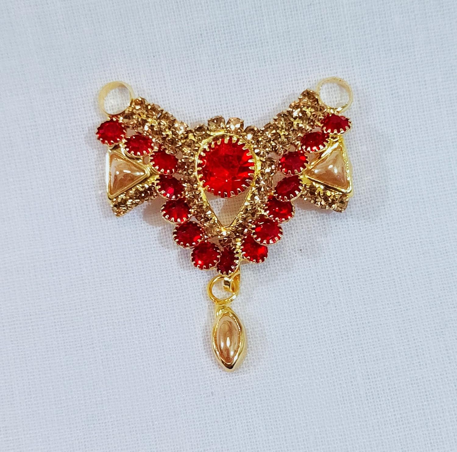 Buy Brij Sugandha Red Golden Choker – Medium Size Metal Chik Mala for ...
