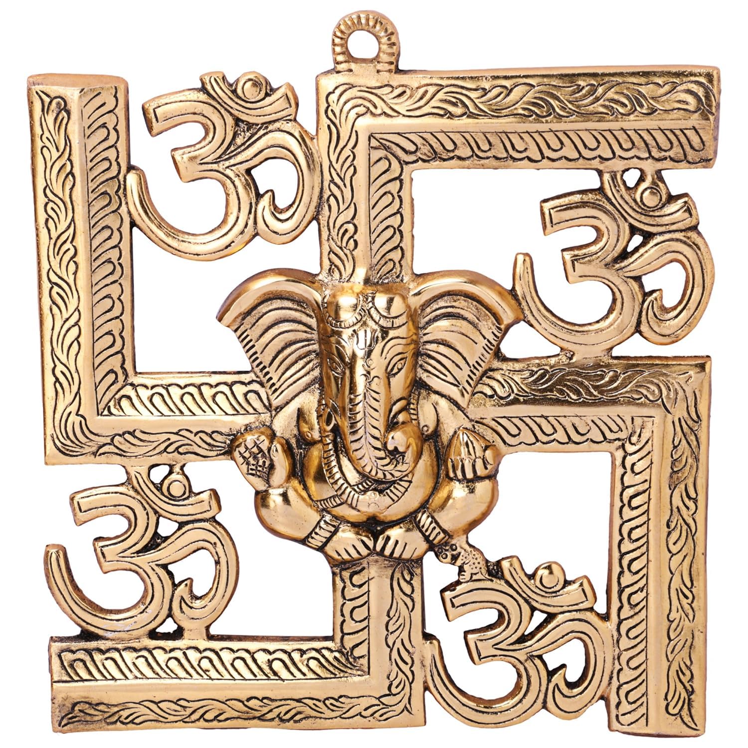 Buy Crown Warriors Swastik Metal Wall Hanging (Gold, Standard, 22 x 24 ...
