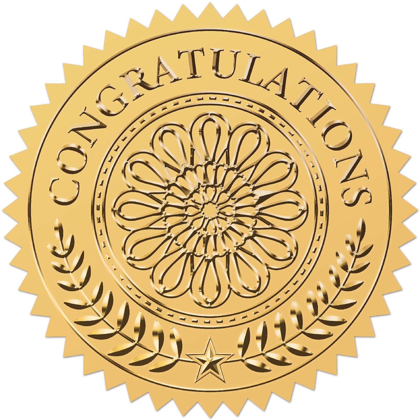 CRASPIRE Flower Congratulations Gold Foil Embossed Stickers 2" Self ...