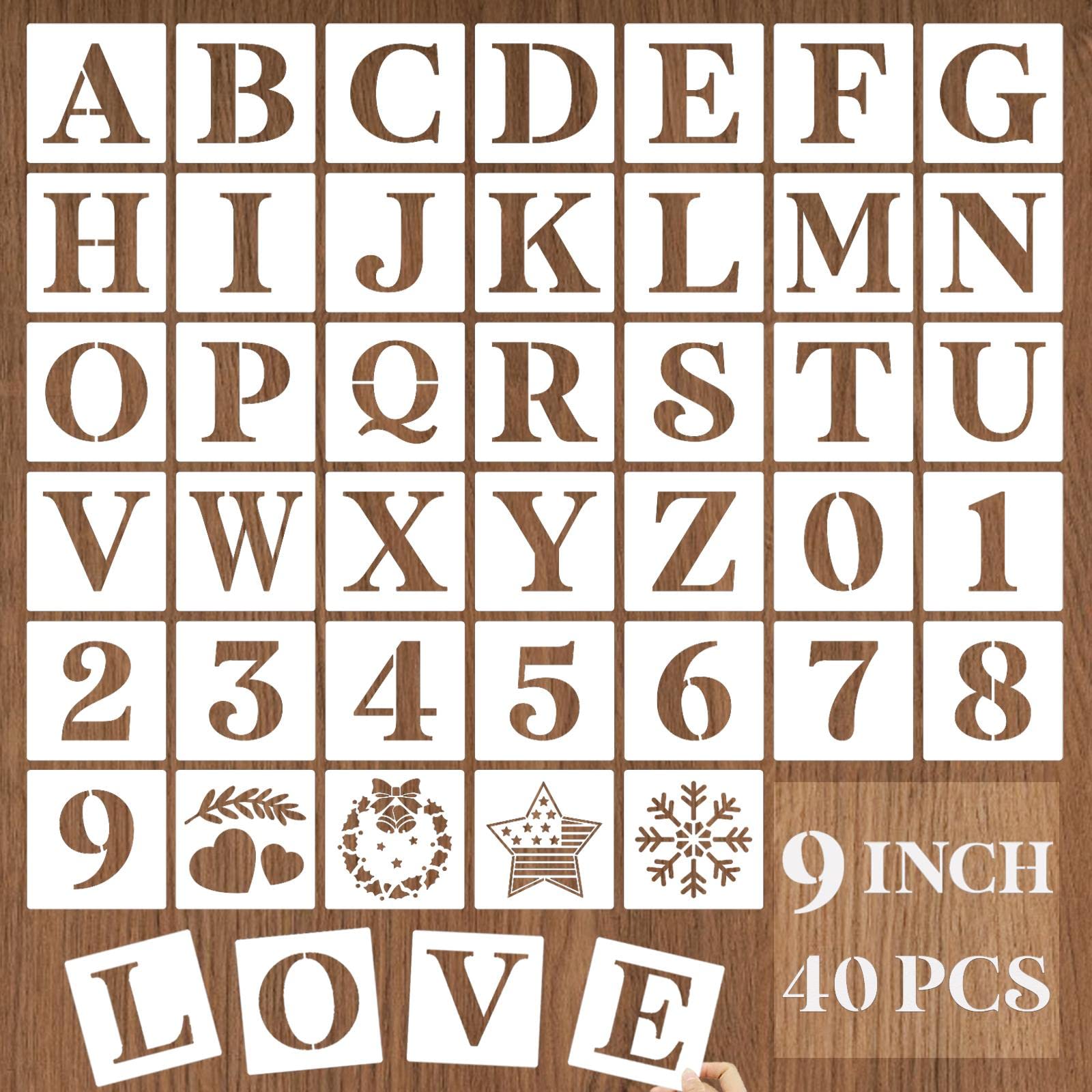 Amazon.com : YEAJON 9 Inch Letter Stencils and Numbers, 40 Pcs Alphabet ...