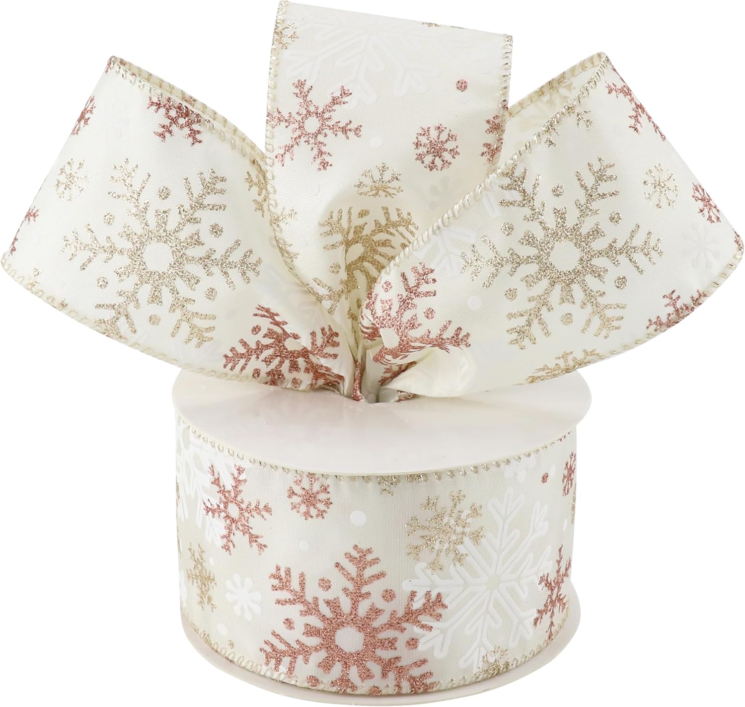 Amazon.com: DINDOSAL Christmas Snowflake Ribbon Wired 2.5" x 10 Yard ...