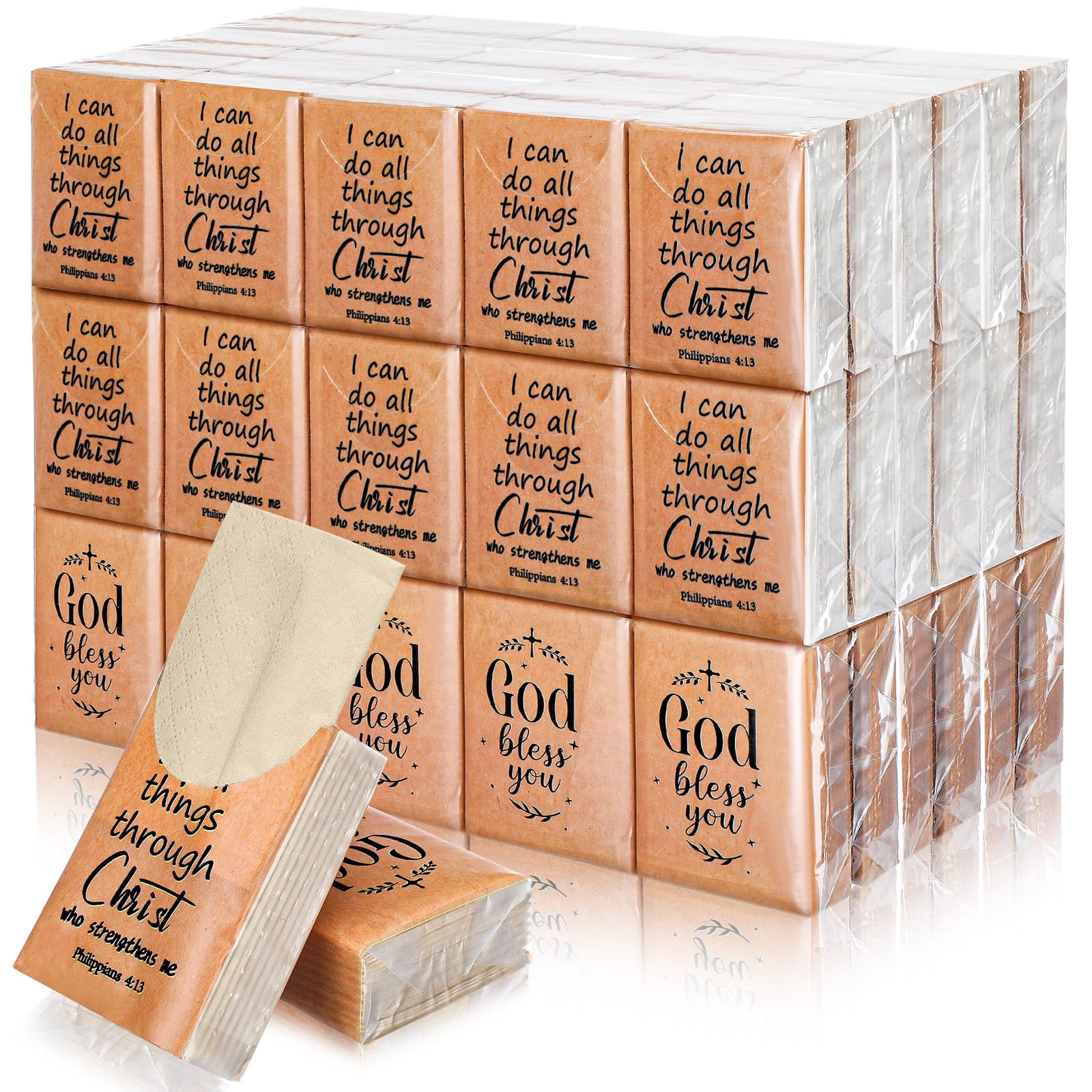 Snapklik.com : 50 Pack Christian Pocket Tissues Bible Verse Travel ...