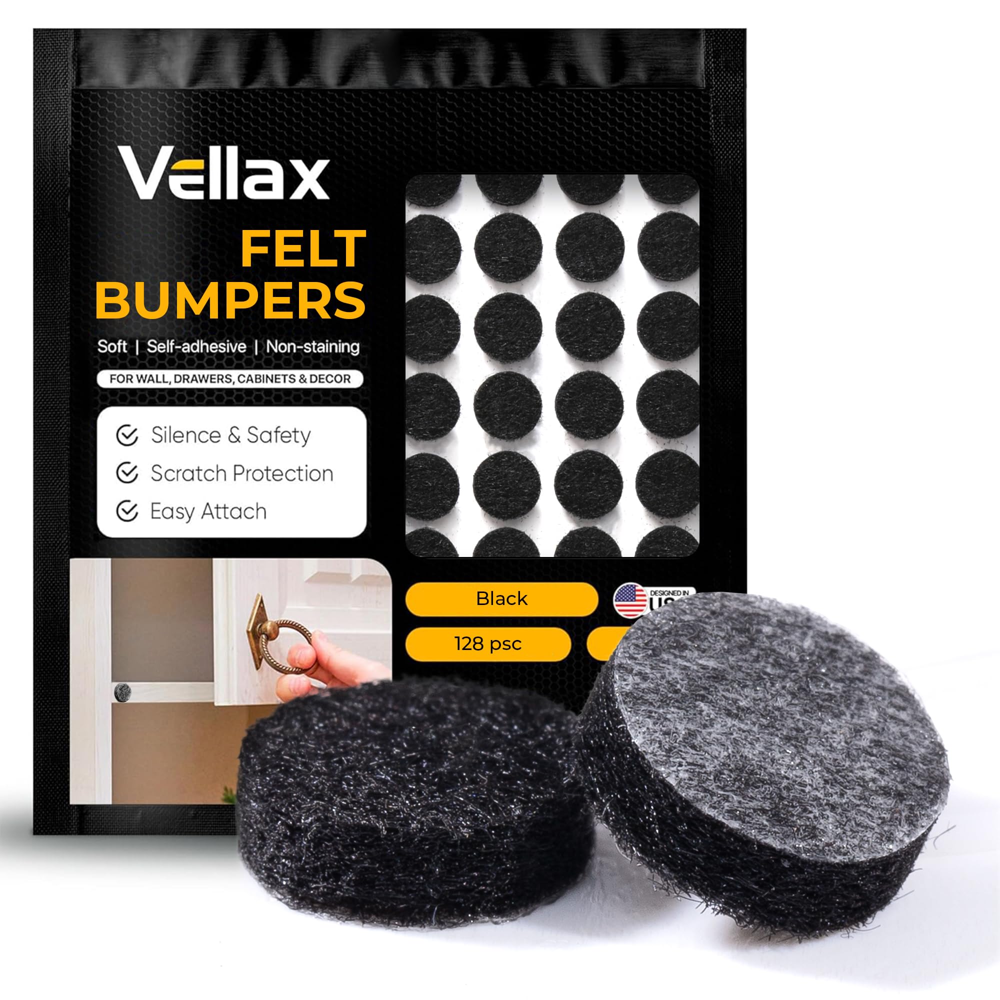 Felt Cabinet Door Bumpers - Felt Pads for Cabinet Doors - 0,4" Diameter ...