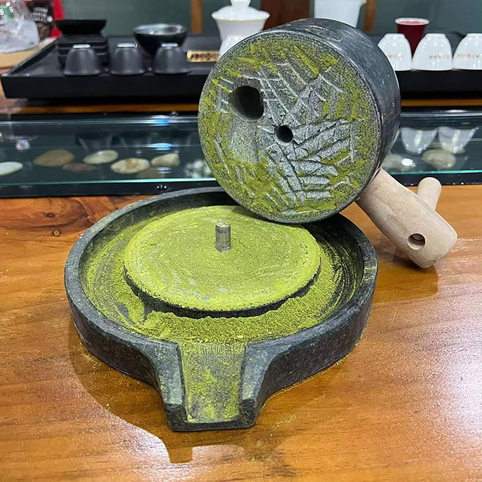 Amazon.com: Stone Grain Mill 13cm X 20cm Bluestone Small Tea Mill ...