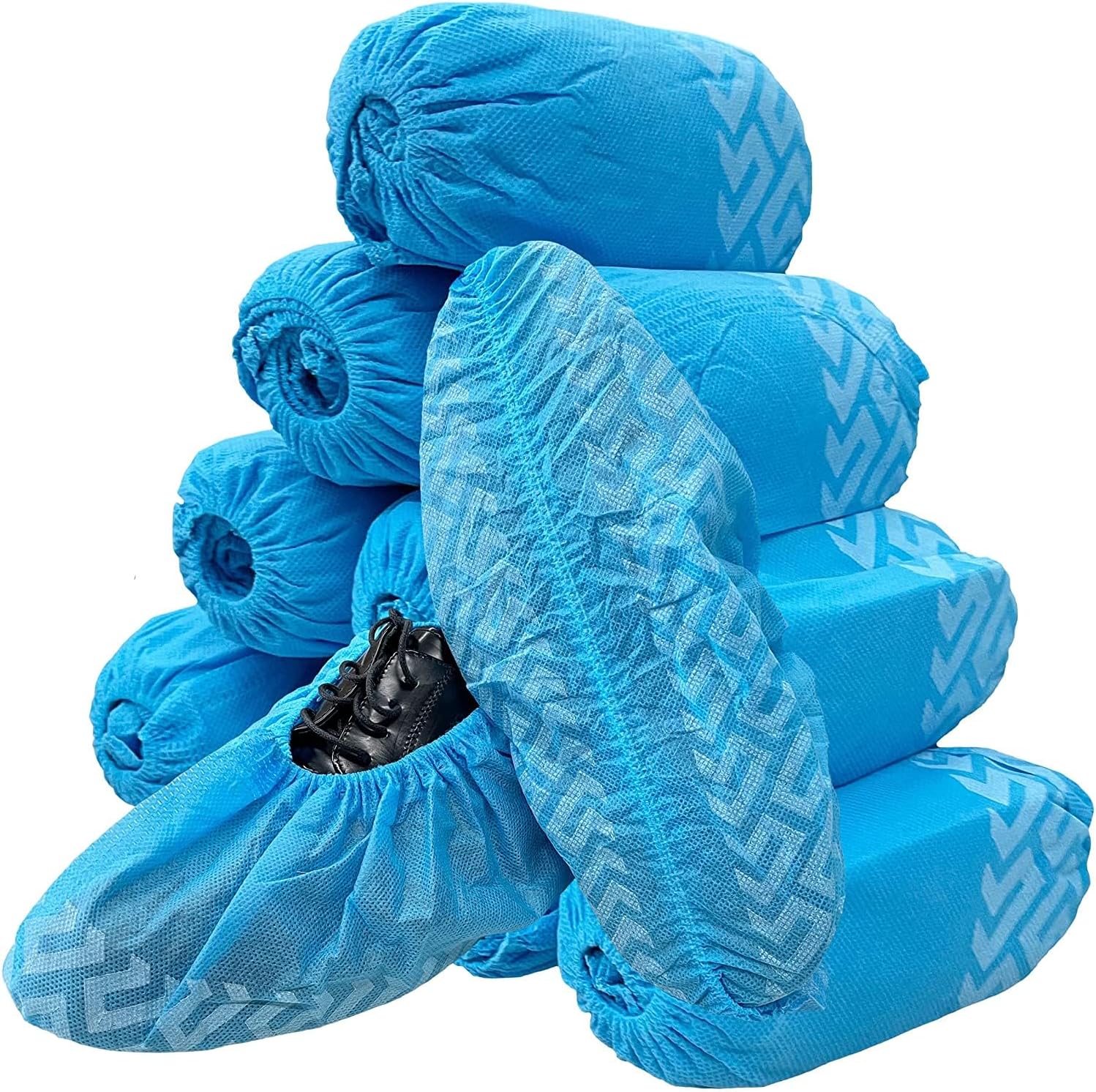 FancyStyle Shoe Covers 200 Pack Disposable Blue Boot & Shoe Covers ...