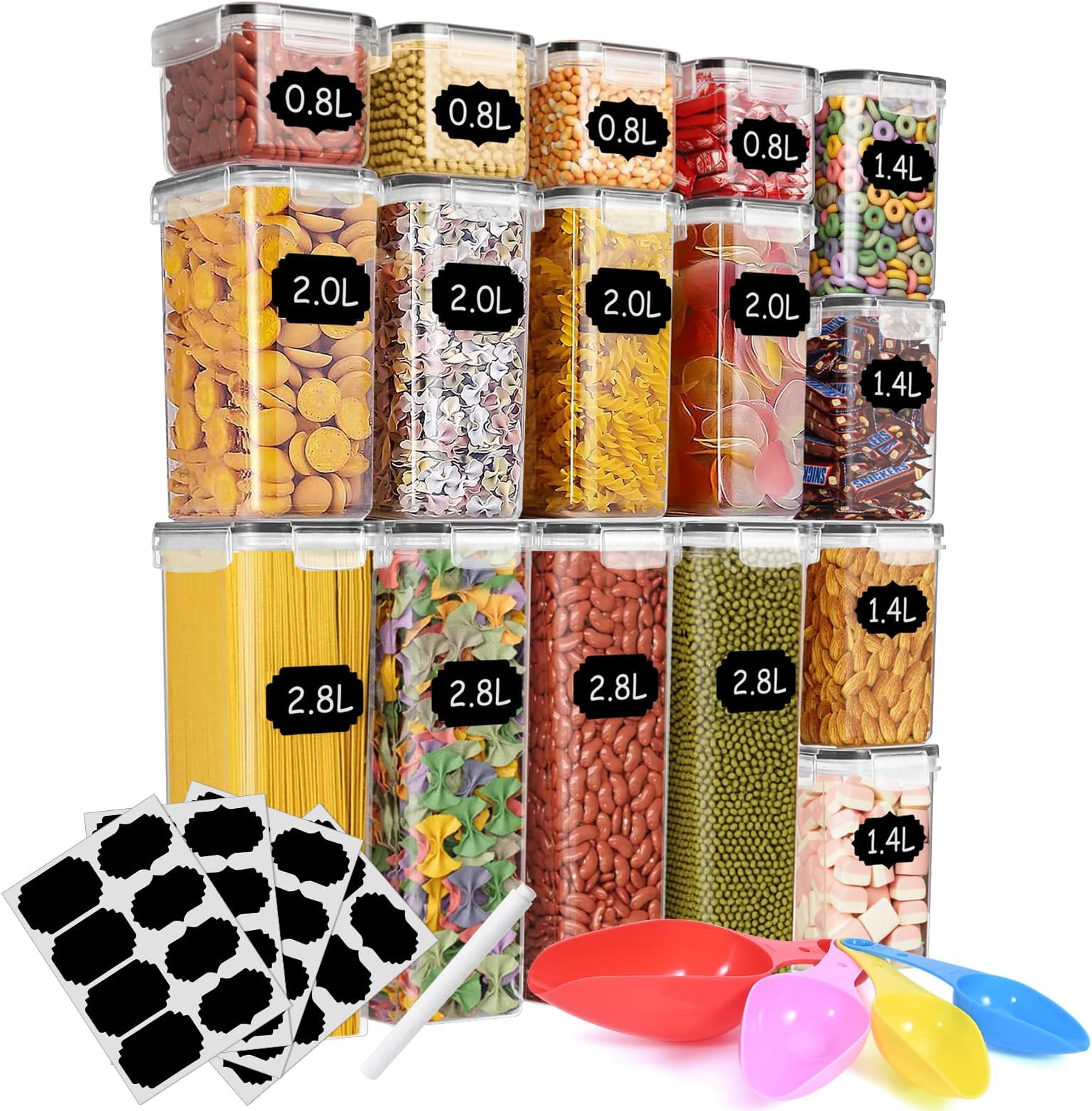 Revivoer Boite de Rangement Cuisine, Lot de 16 Ensembles de Bocaux ...