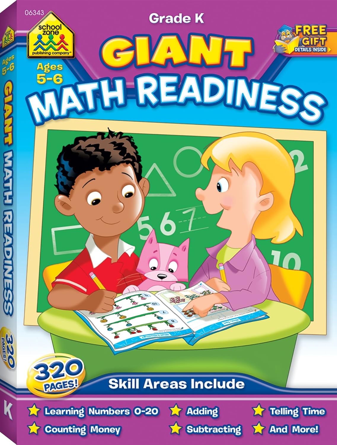School Zone - Giant Math Readiness Workbook - 320 Pages, Ages 5 and 6 ...