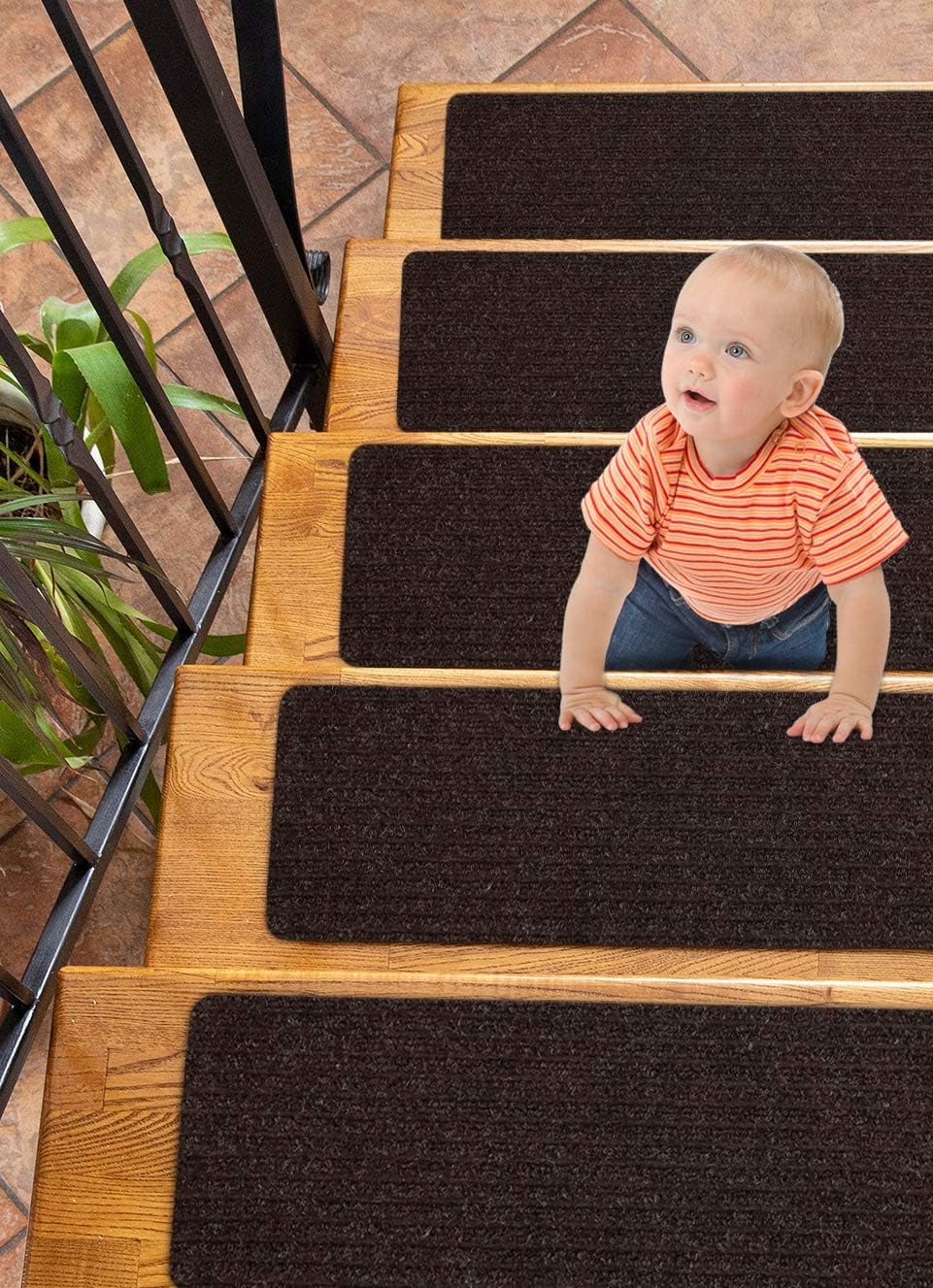 Amazon.com: Carpet Stair Treads Non-Slip 8"x30" Brown - (15-Pack ...