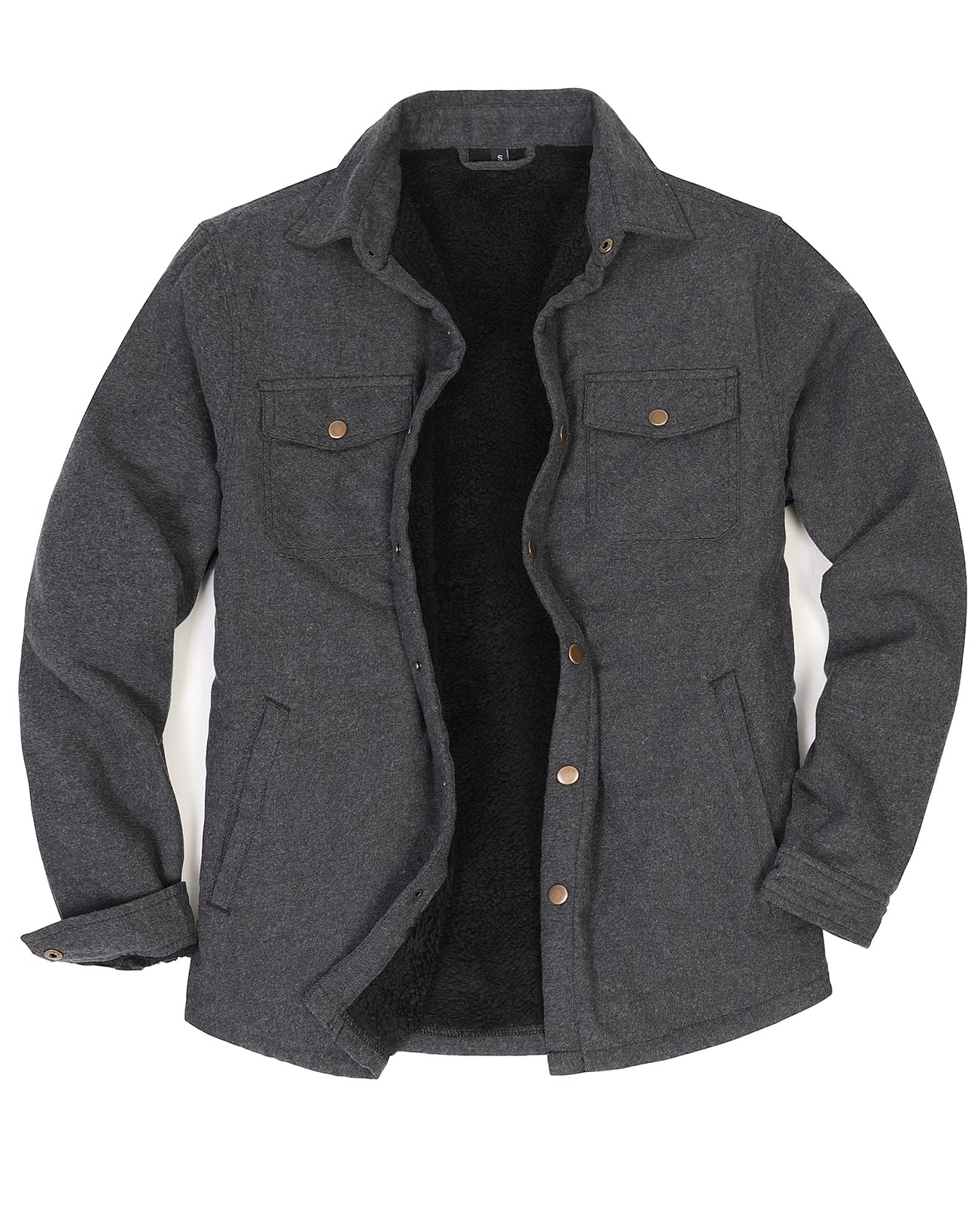 ZENTHACE Men's Sherpa Lined Flannel Shirt Jacket,Long Sleeved Brushed ...