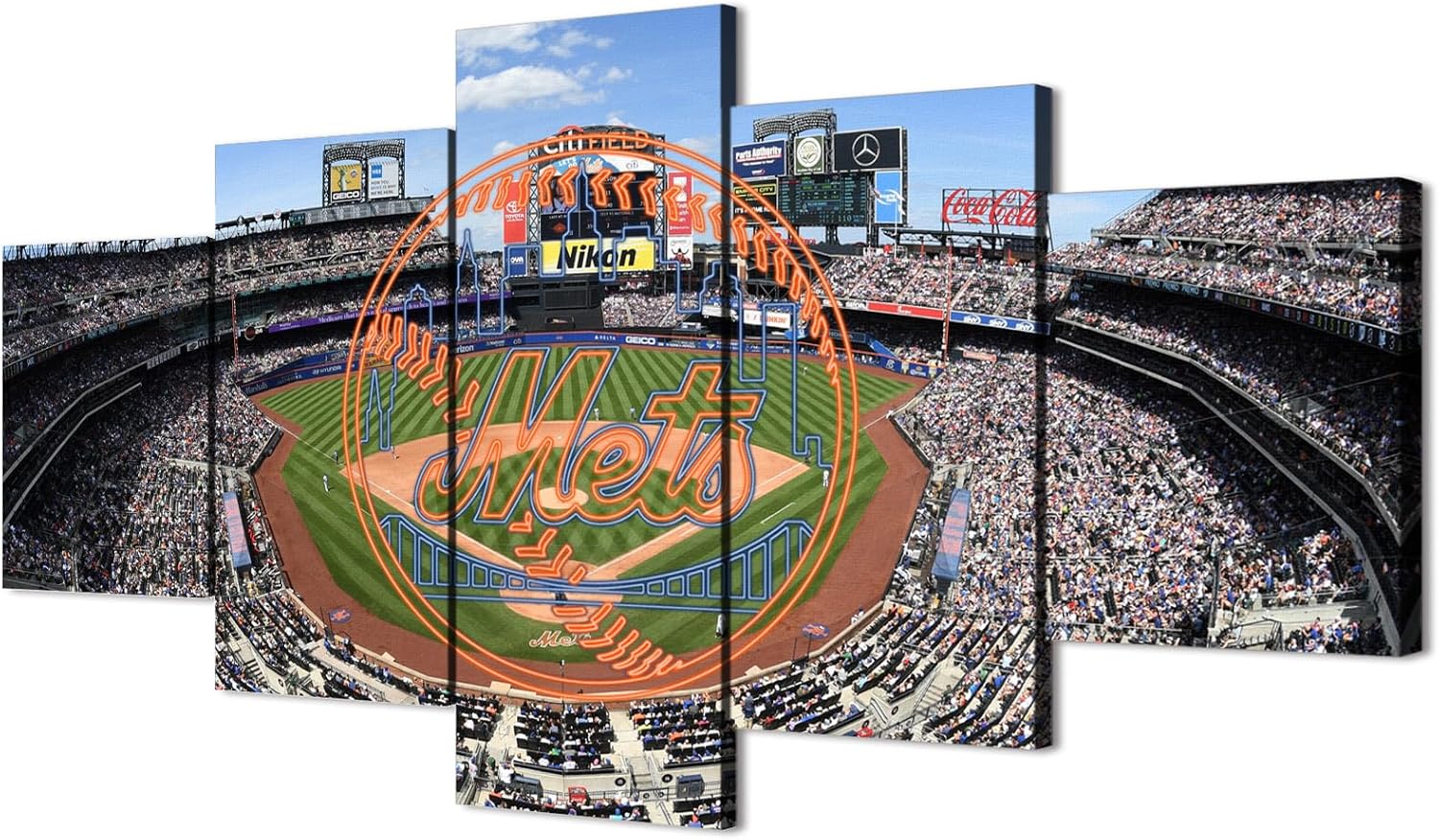 Amazon.com: New York Baseball Stadium Panoramic With Mets Neon effect ...
