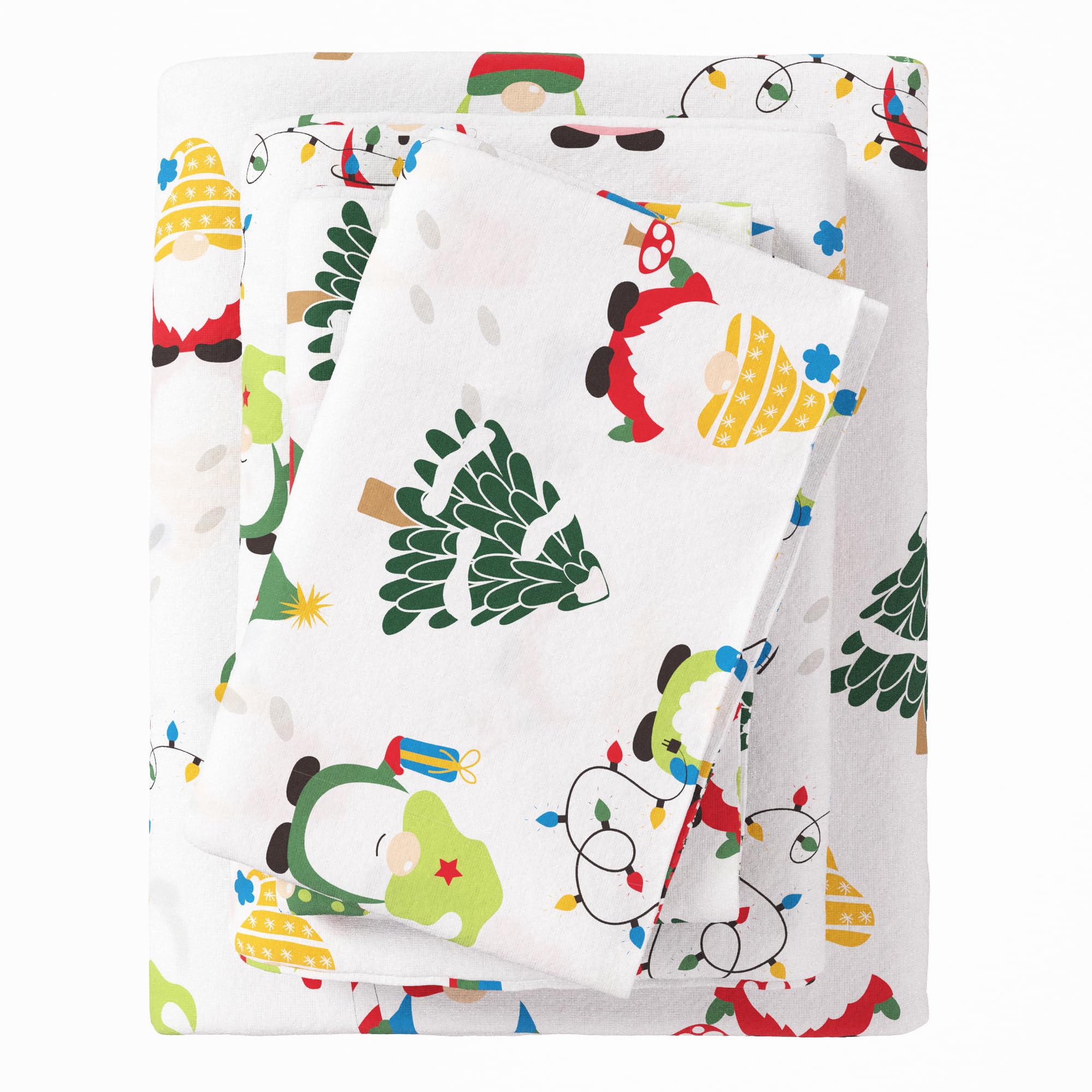 Amazon.com: Great Bay Home Christmas Flannel Sheet Set Queen Size - 100 ...