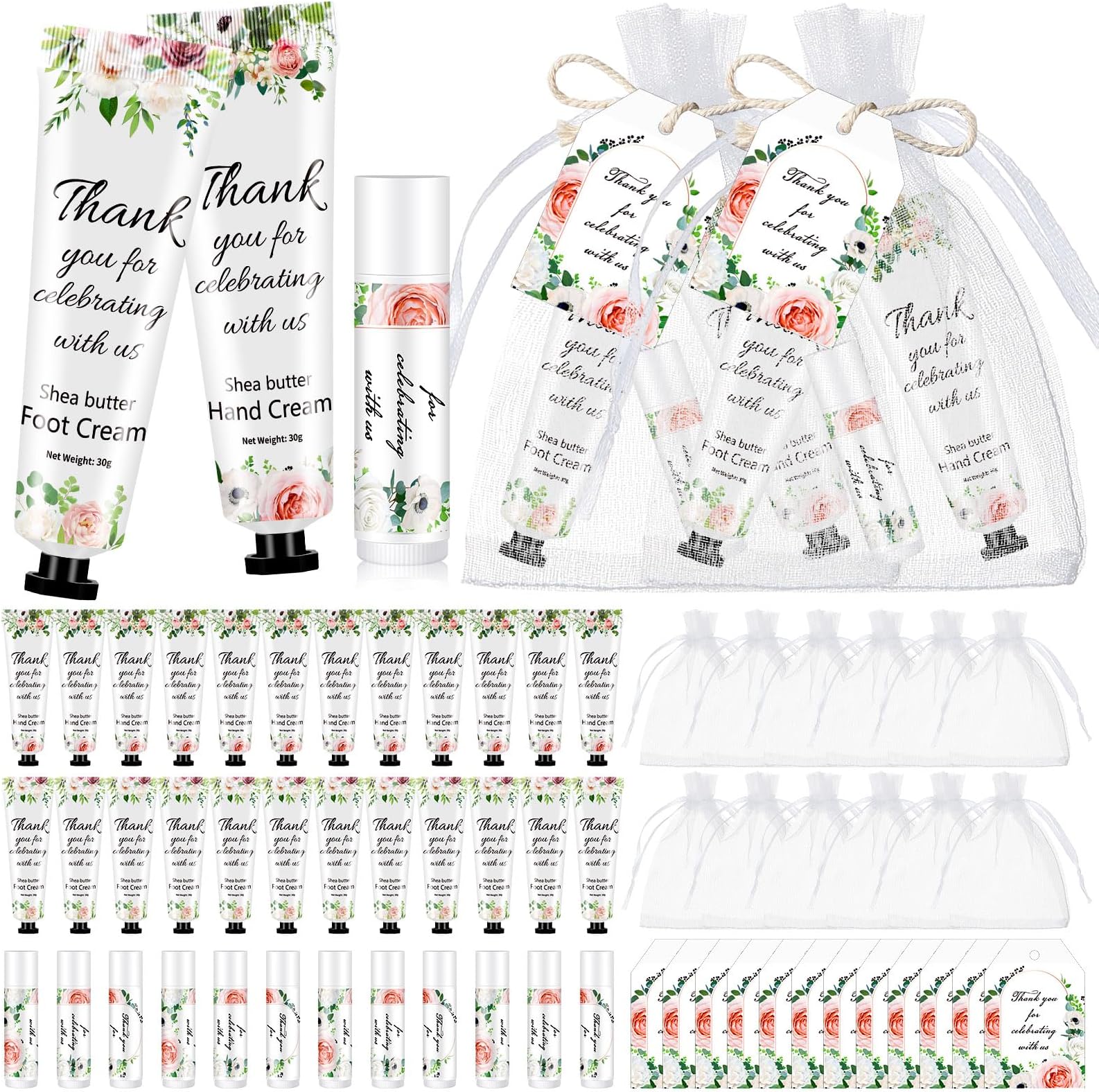 Amazon.com : AZEN 50 Sets Hand Cream Bulk and Lip Balm Bulk Set, Bridal ...