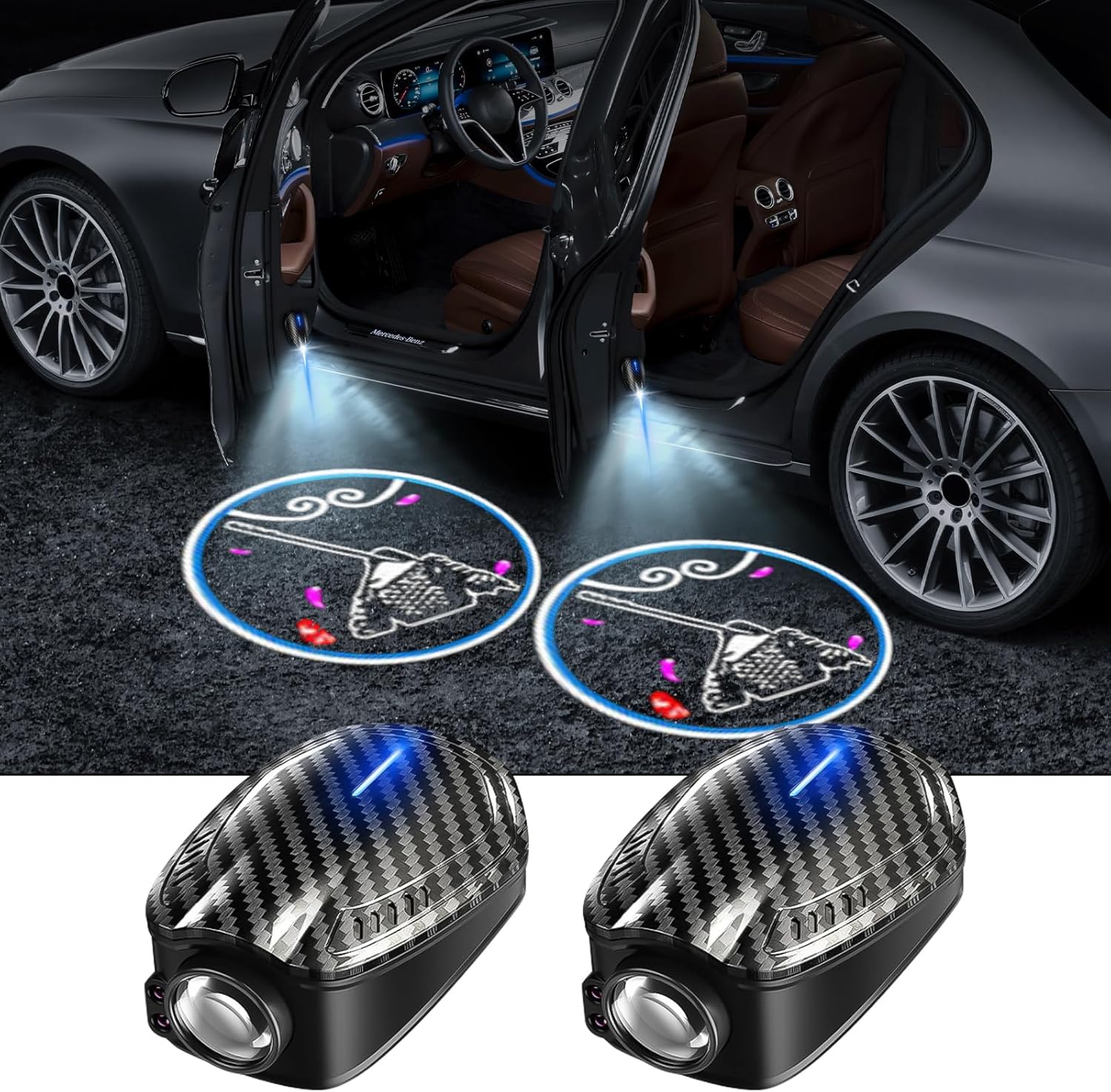Amazon.com: FUNGORGT 2Pcs Car Door Light Car - Door Projector Logo ...