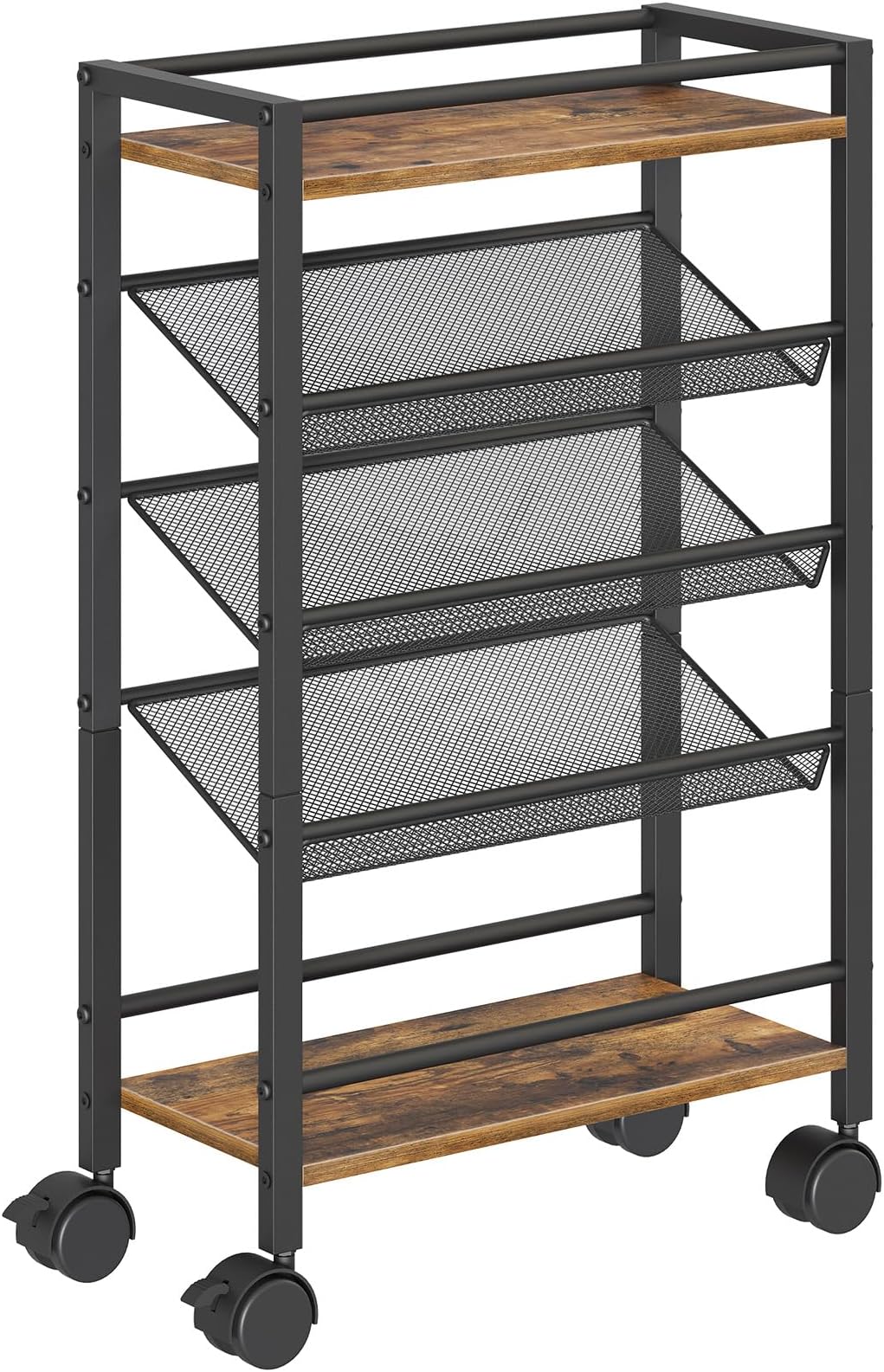 Amazon.com: Rolling Library Book Cart – 34 Inches Tall, 100LBS Capacity ...