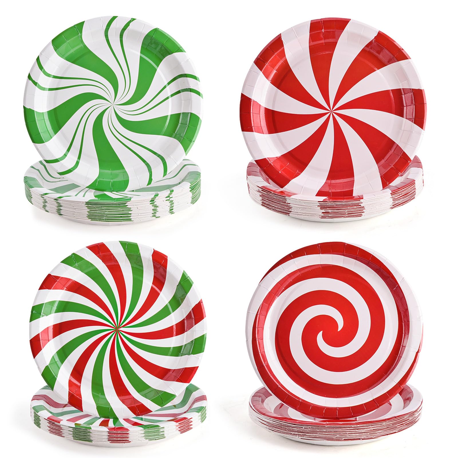 Amazon.com: WQCI 100 Pack Christmas Candy Paper Plates Peppermint ...