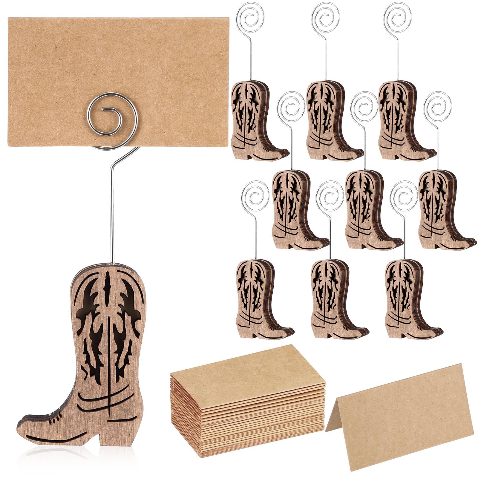 Amazon.com: Havawish 10 Pcs Wood Cowboy Boot Place Card Holders and 10 ...