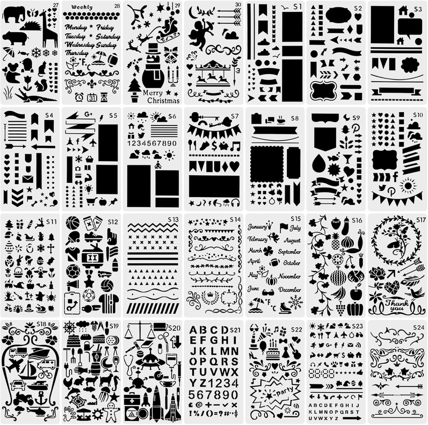 54 PCS Journal Planner Stencils for Notebook, Includes Letter Stencil ...