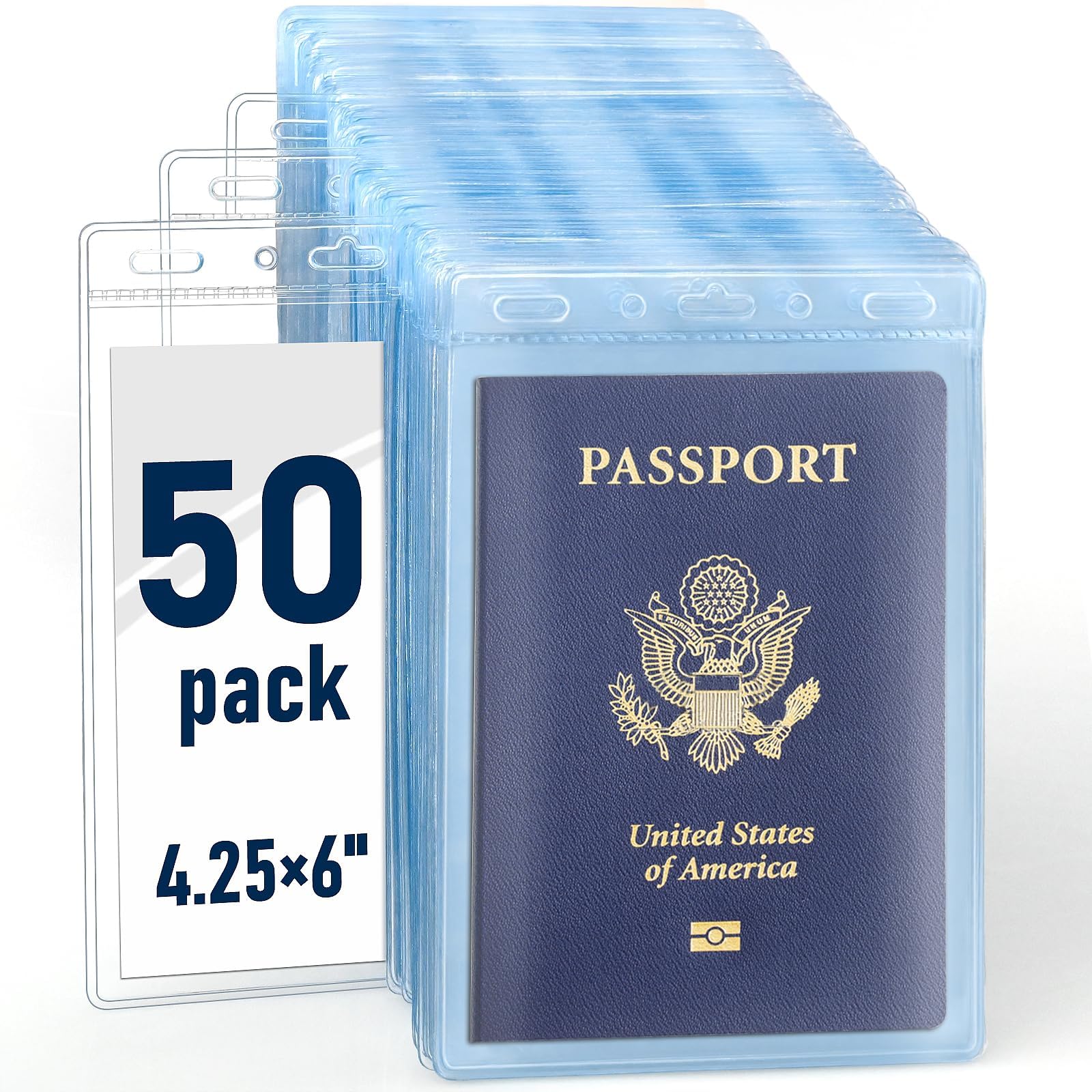Amazon.com : 50 Pack Clear Plastic Passport Identification Card Holders ...