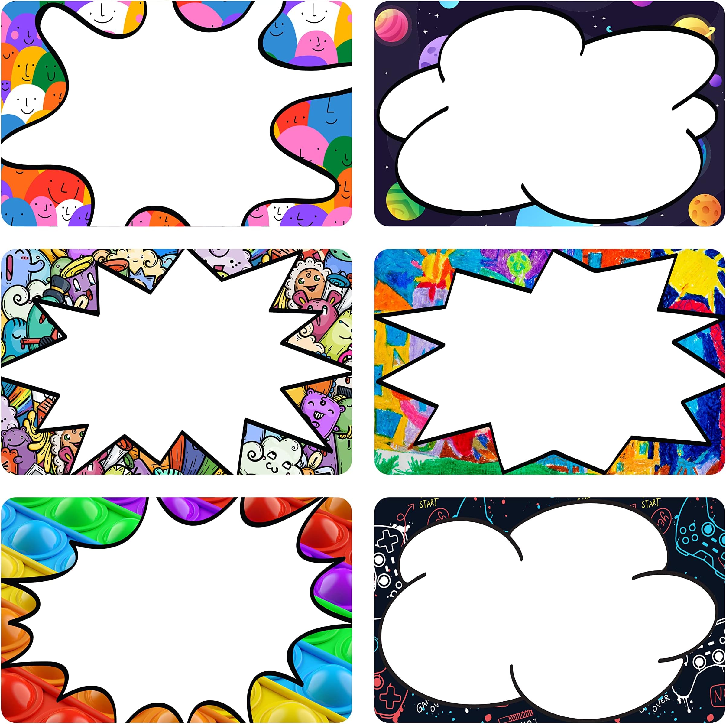 Easykart 300Pcs Colorful Name Tags Labels Stickers 6 Multi Colour ...