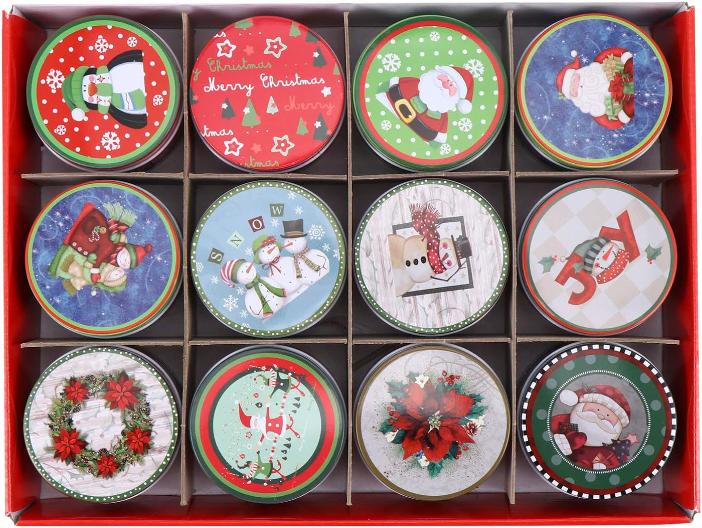 Amazon.com: Sosation 12 Pcs Christmas Tins Square Xmas Cookie Boxes ...