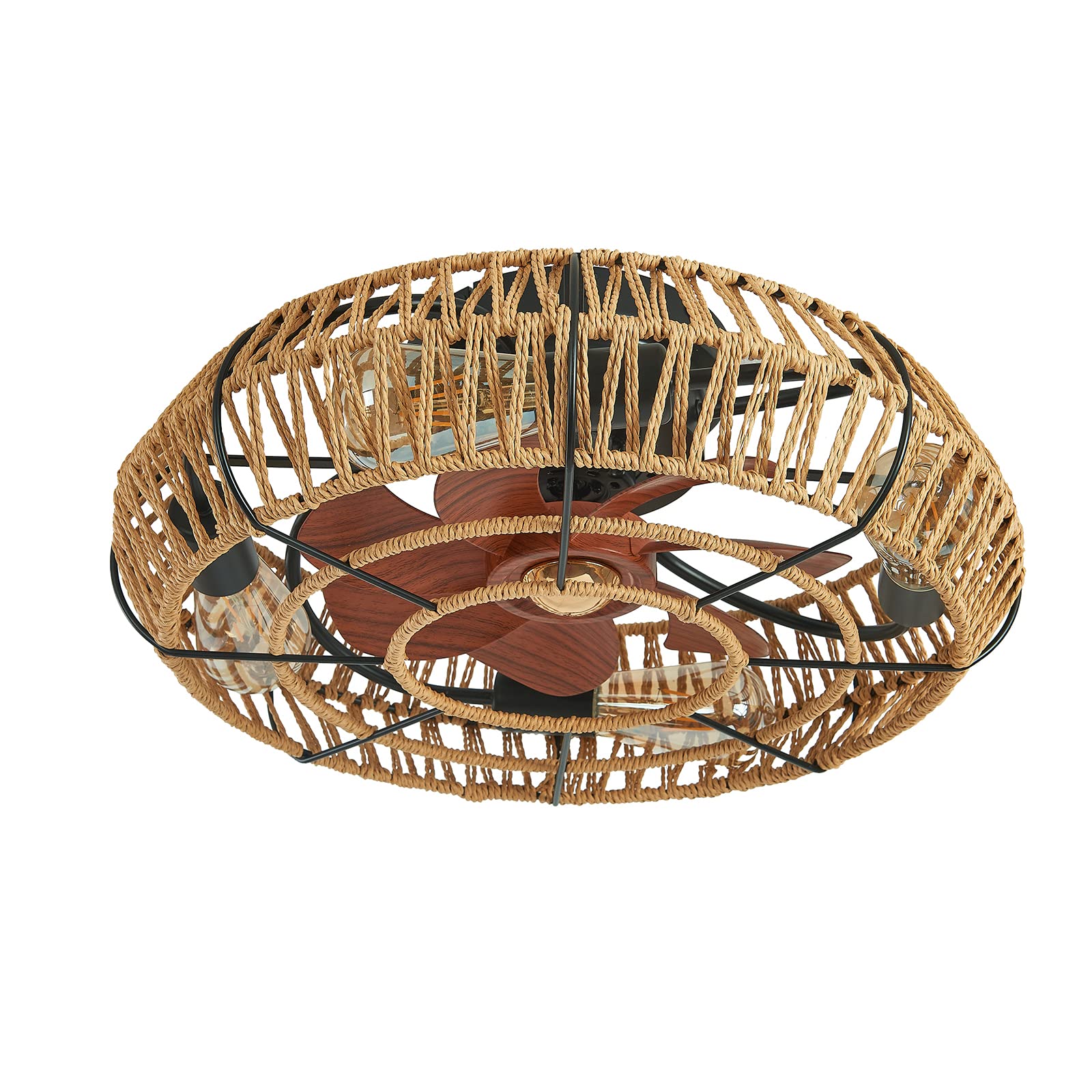 SEYFI Fanps, Industrial 48Cm Old Style Ceiling Fan Vintage Hand Woven ...