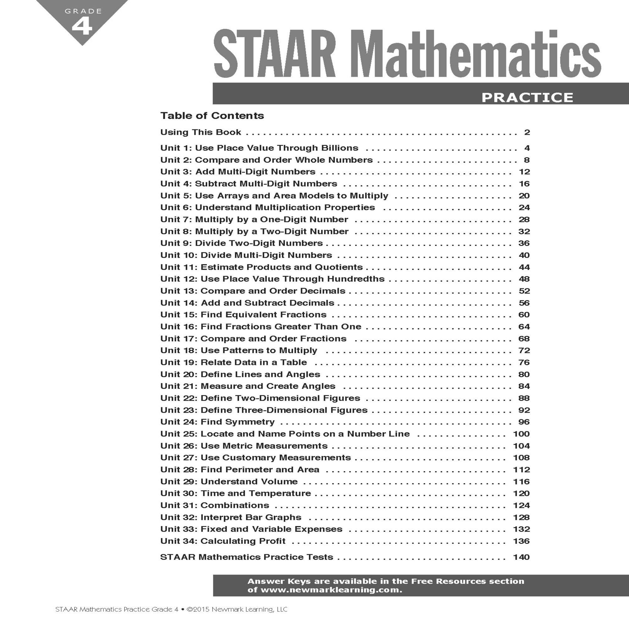 Snapklik.com : STAAR Mathematics Practice I For Children In Grade 4 I ...