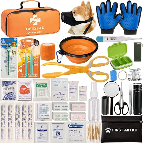 Pet Supplies : GPUSFAK Pet First Aid Kit for Dogs & Cats - Pet ...