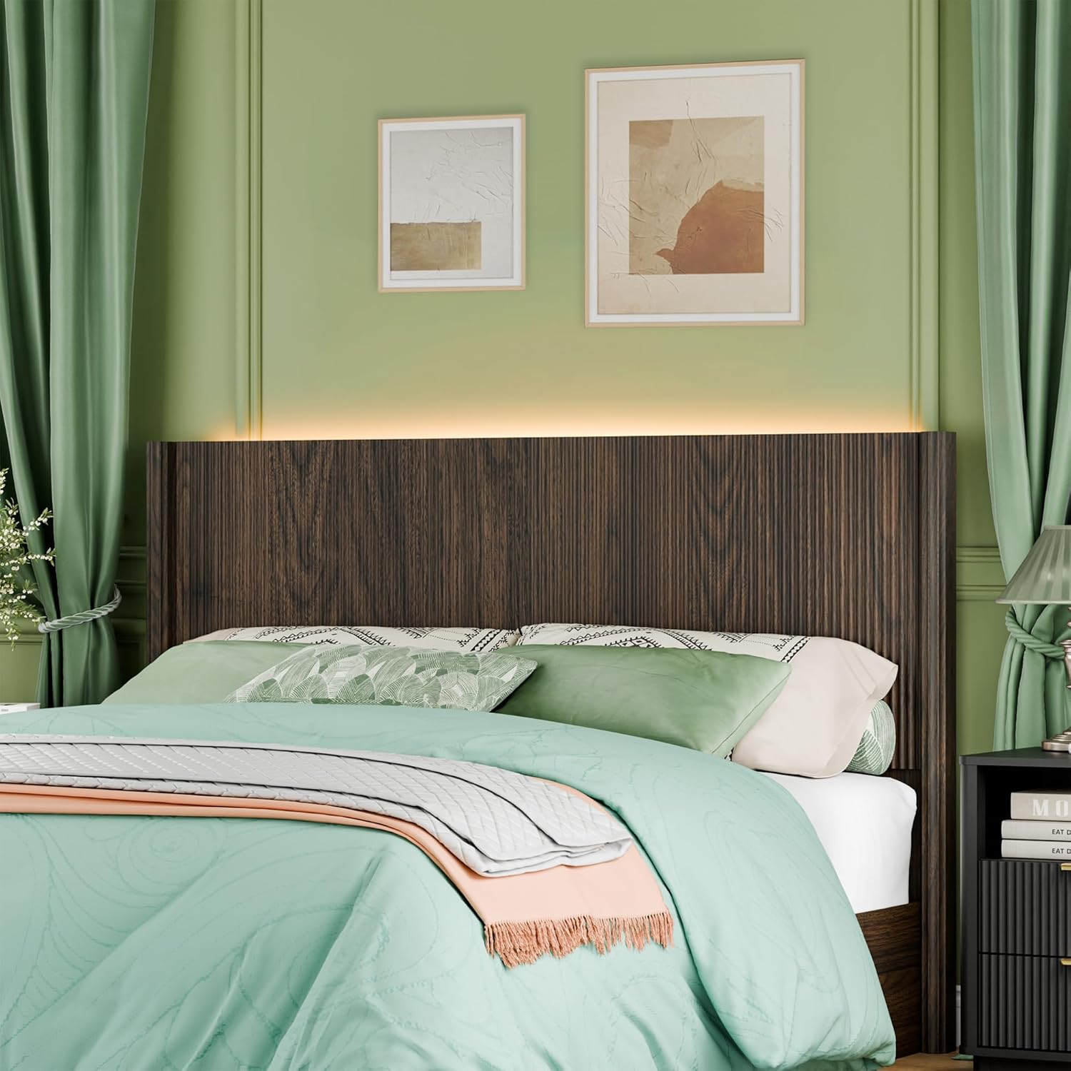 Amazon.com: BONITURE Queen Size Headboard Only, Modern Fluted Wall ...