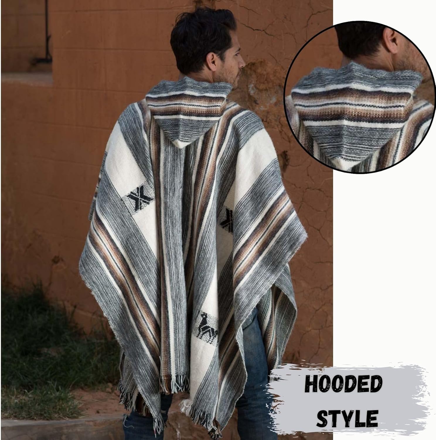 Gamboa Alpaca Wool Poncho Men Panchos Mexican with Nepal | Ubuy