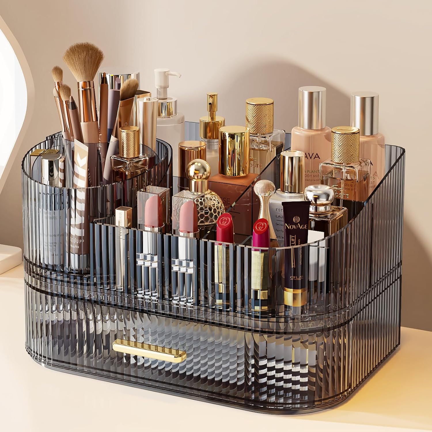 Amazon.com: MIUOPUR Makeup Organizer with Rotating Makeup Brush Holder ...