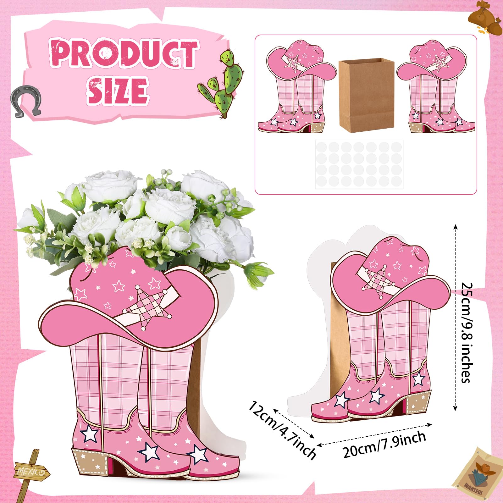 Snapklik.com : Domensi 8 Set Western Cowboy Boots Flower Boxes ...