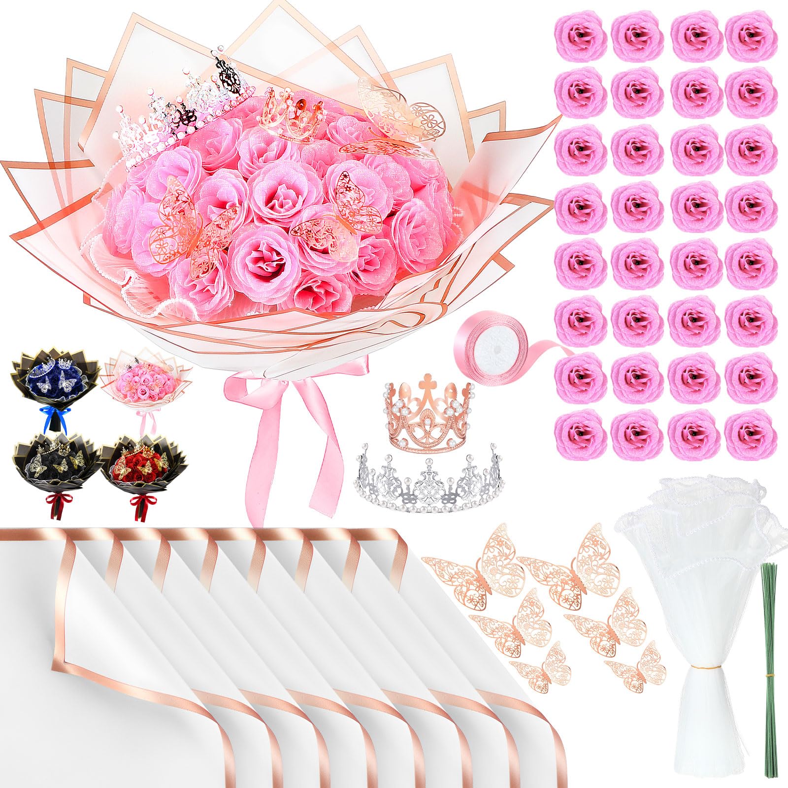 Amazon.com: Thiccywoov 36 Pcs Glitter Roses Bouquet Mother Artificial ...